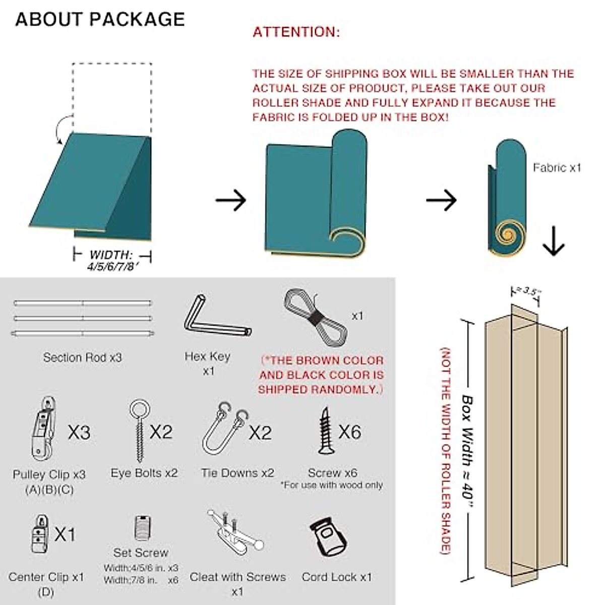 ECOOPTS Outdoor Roller Shade, Roll Up Shade Blind Sun Shade for Patio Porch Back Yard Gazebo Deck Balcony (8'W x 6'L, Brown)