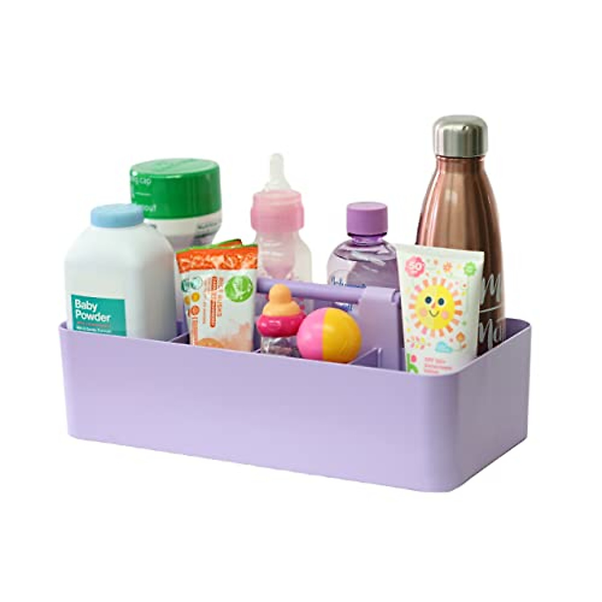 Enjoy Organizer -Large Portable Caddy, DIY Dividers, 8 Compartments, School Office Supplies Home Business Basket with Handle Storage Modern Made in USA (3 PACK, Lavender)