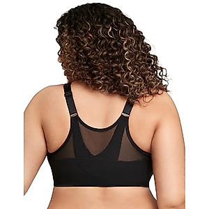 Glamorise Full Figure Plus Size MagicLift Front-Closure Posture Back Bra Wirefree #1265 Black 40K