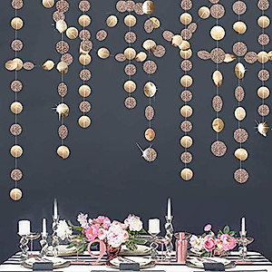 5 Pack Circle Dots Garland Champagne Gold Party Decorations Paper Garland Party Streamers Bunting Backdrop Hanging Decor Banner,Party Decor Banner Totally 65 Ft