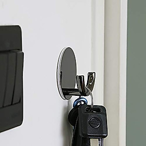 Adhesive Hooks Wall Hanger Holder Self Stick Heavy Duty Utility Storage Hooks,Kitchen Bathroom Stainless Steel Waterproof Hooks (Black, 2)