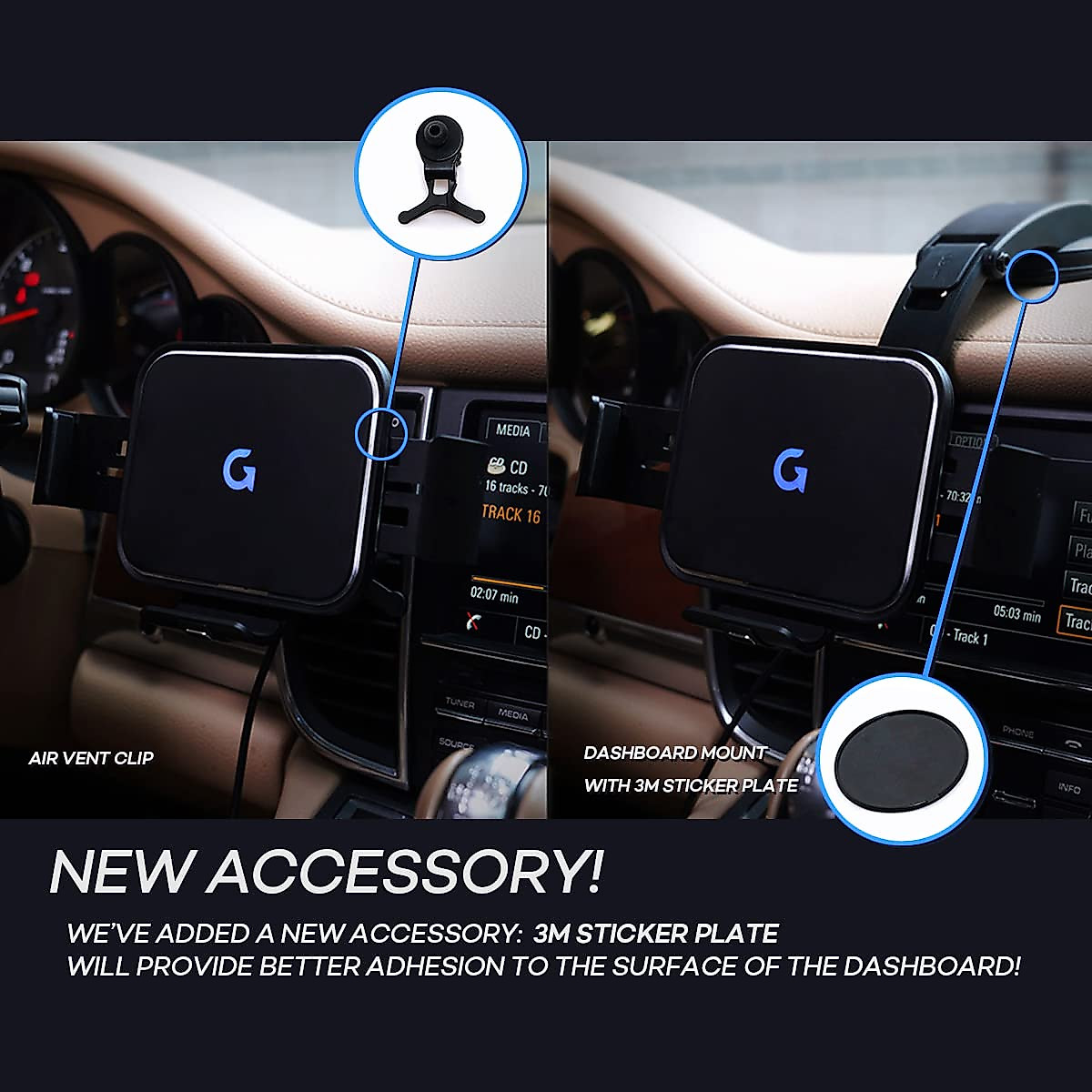 GAZE Car Wide H V2 Wireless Car Charger Compatible with Galaxy Z Fold 6, 5, 4, Dual Coil Portrait Viewing Capable Fast Charging auto Clamping car Mount