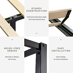 ikalido Queen Size Metal Canopy Bed Frame, Modern Four-Poster Platform Bed Frame, Mattress Foundation with Wood Slat Support/Under-Bed Storage Space/No Box Spring Needed/Black