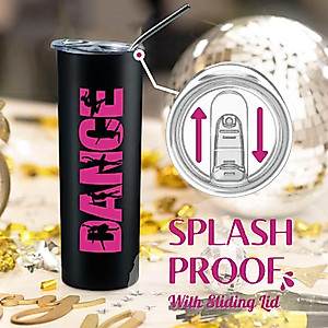 Onebttl Dancer Gifts for Girls, Teens, Her - Dance - 20oz/590ml Stainless Steel Insulated Tumbler with Straw, Lid - Dance Themed Recital Gifts for Women - (Black)