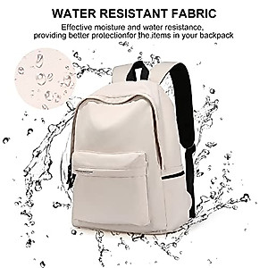 Beige School Backpack for Girls Lightweight College High School Bookbag for Teens Durable Middle Students Bags for Boys Travel Rucksack Casual Daypack For Men Women Fit 14 Inch Laptop Backpacks