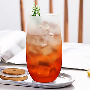 Ufrount 16 OZ Colorful Drinking Glasses with Lids and Straws, Vibrant Highball Glasses Set of 8,Color Gradient Glass Cup for Coffee,Beverage,Cocktail