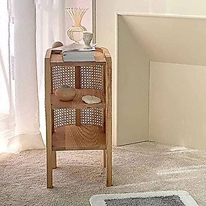 HIGOH Bedside Table Bedside Table Simple Storage Small Side Cabinet Furniture Woven Locker