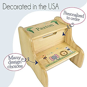 My Bambino Personalized Children's Woodland Animals Step Stool Real Wood