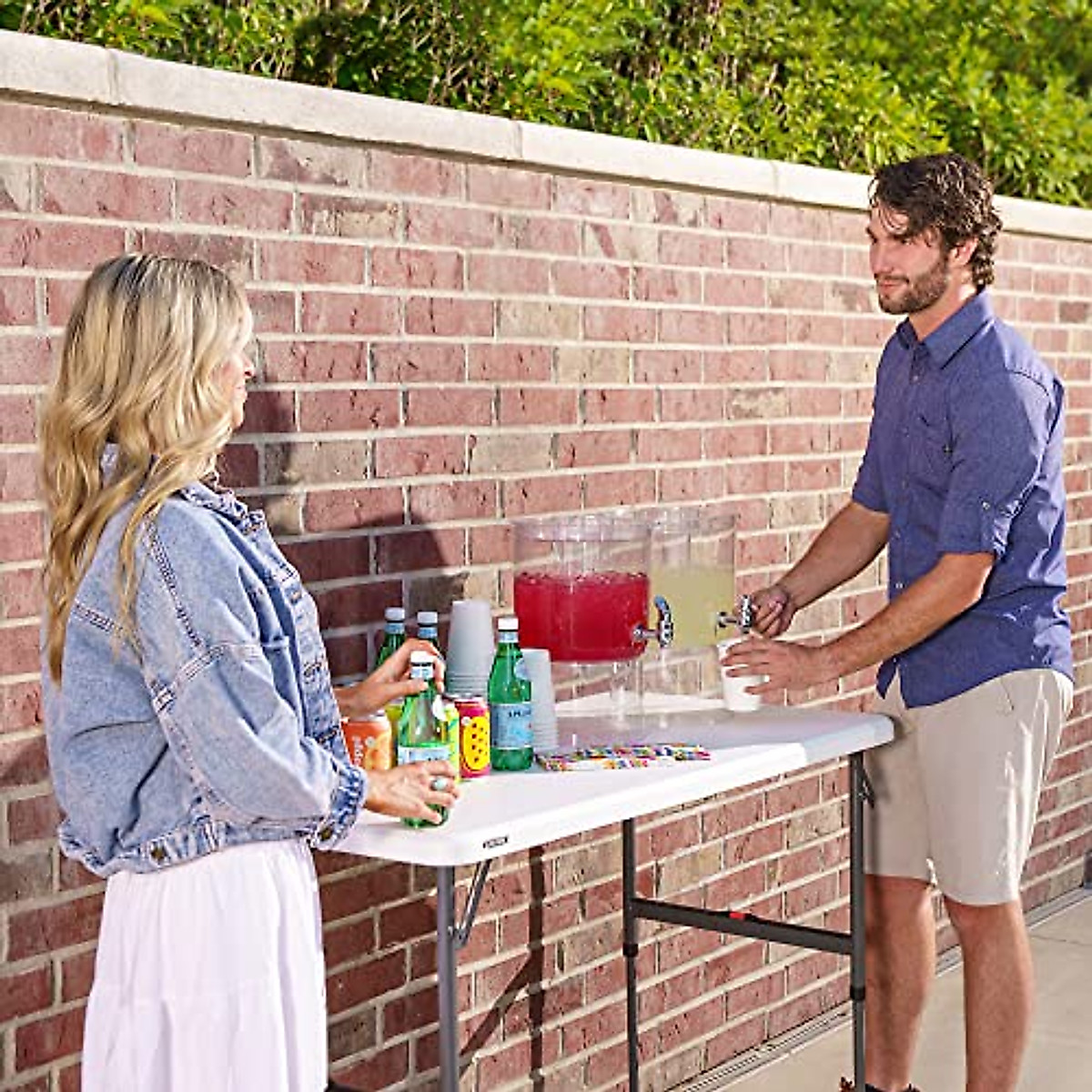 Lifetime Height Adjustable Folding Table, 4 Foot, Almond