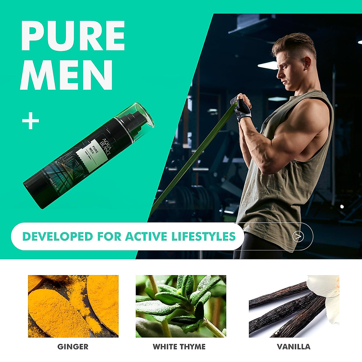 AQUA BLANCE Deodorizing Body Spray for Men, Mens Body Refreshing Spray, Fragrance Mist, Pack of 3, Each 3.4 Fl Oz, Total 10.2 Fl Oz