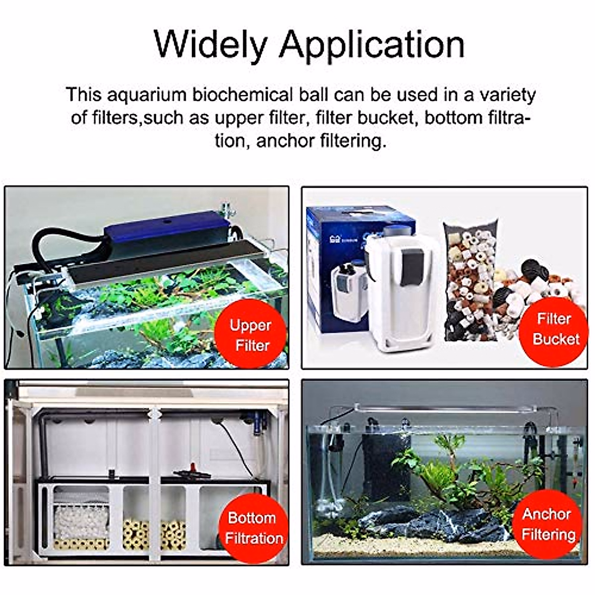 CESFONJER 90Pcs Bio Balls Filter Media with Sponge Aquarium Filter Media Tank Bio Balls, for Fish Tank, Aquarium, Pond Filter Media (18mm) + 2 Pcs Aquarium Media Filter Bag