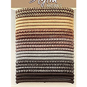 Stylin’ Naturals Clasp-Free Premium Hair Elastics Control&Hold 24 Elastics (Neutral Heather)