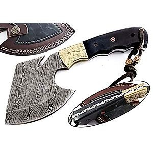 Damascus Steel Blade Axe Hatchet Gut Hook Tomahawk Hunting Knife Camping Hiking SM23