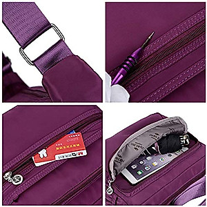 Waterproof Nylon Shoulder Crossbody Bags - Handbag Zipper Pocket Tote Bag Purses Satchel for Ladies Women Girls (Small bag-blue)