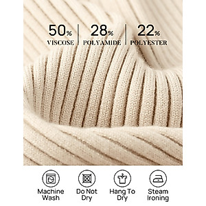 ZESICA Women's Fall Long Sleeve Turtleneck T Shirt Ribbed Knit Sweater Slim Fit Basic Casual Tee Tops,Almond,Medium