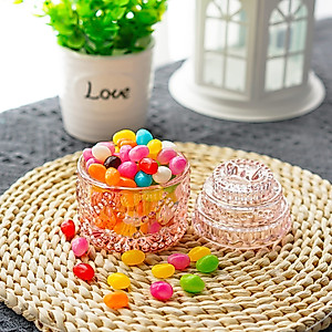Glass Candy Dishes Decorative,Pink Cake Shaped Crystal Candy Jar with Lids,Candy Bowl with Lid, Candy Storage Food Container Jar,Candy Cookie Dish for Office Desk Wedding(2.3 Inch)