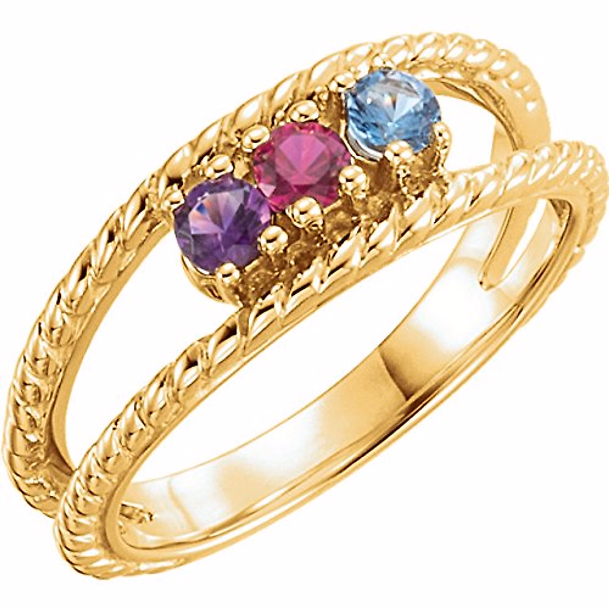 Family Mothers Ring 2 to 8 Birthstones 10k White or Yellow or Rose Gold