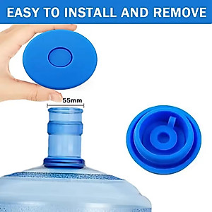 Unique Lot 4pcs 3 & 5 Gallon Water Jug Cap, Reusable 5 Gallon Water Jug Cover for Standard/Screw Tops, Silicone Leak Proof Lids for 55mm Bottles, Water Jug Lid {Blue}
