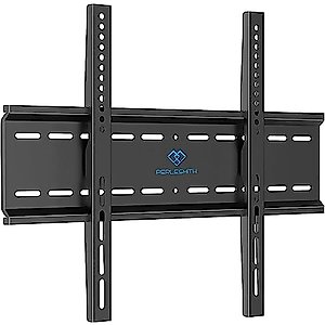 PERLESMITH Fixed TV Wall Mount Bracket, Low Profile Design for Most 26-55 inch LED LCD OLED-4K Flat Screen TVs, Ultra Slim Fixed TV Mount with Max VESA 400x400mm up to 115lbs Fits 16 inch Wood Stud