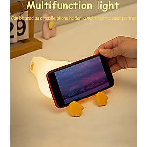 Zendure LED Lying Flat Duck Night Light, Cute Light Up Duck, Silicone Dimmable Nightlight, Rechargeable Bedside Touch Lamp for Breastfeeding Toddler Baby Kids Room Decor Gift