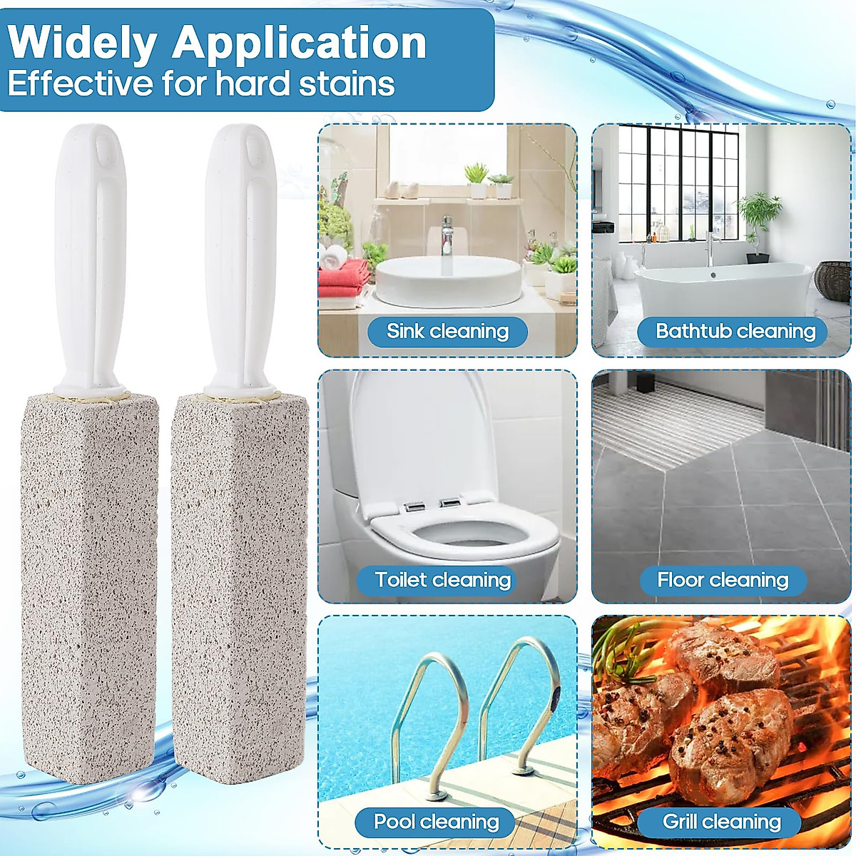 Yesland 12 Pack Gray Pumice Stone Toilet Bowl Cleaner with Plastic Handle, Scouring Stick for Cleaning Stains, Limescale, Hard Water Rings, Tiles, Iron and Rust