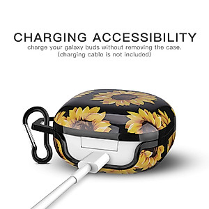 GOLINK Floral Full Body Protection Hard PC Cover with Printing Designs Compatible with Samsung Galaxy Buds Live(2020 Release)/Buds Pro (2021 Release) Charging Case-Sunflower