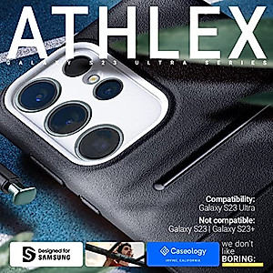 Caseology Athlex for Samsung Galaxy S23 Ultra Case 5G, [Integrated Grip] with Military Grade Drop Tested (2023) - Active Black