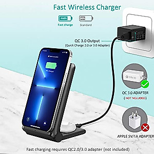 25W Wireless Charger,Foldable 2 in 1 Wireless Charging Station for Apple iPhone 14/13/12/11/Plus/Pro/SE/X/8/Airpods,PDKUAI 15W Fast Dual Wireless Induction Charge Stand for Samsung Phone/Galaxy Buds