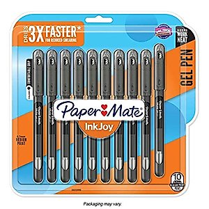 Paper Mate InkJoy Gel Pens Medium Point (0.7mm) Capped, 10 Count, Black (2022995)