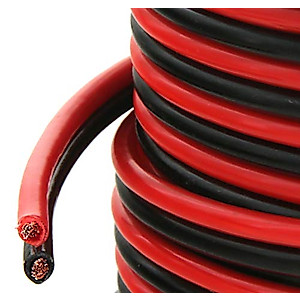 GS Power 100% Copper 10 AWG (American Wire Gauge) OFC Wire. 25 FT Red & 25 FT Black Bonded Zip Cable for Car Audio Primary Remote Automotive Trailer Harness Wiring (Also in 6 & 8 AWG)