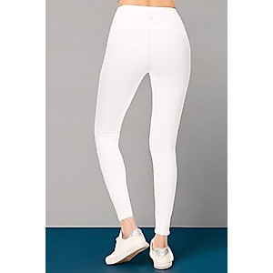 Leggings Depot Women's 7/8 Workout Leggings Tummy Control Active Yoga Pants, White, Medium