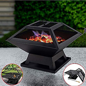 LEAYAN Garden Fire Pit Grill Bowl Grill Barbecue Rack Outdoor Fire Pit Stainless Steel BBQ Grill Small Fire Stove Heater Ideal for Warmth, BBQ in Patio/Garden/Yard