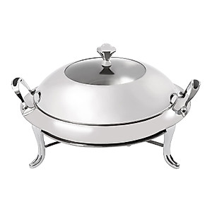 Chafing Dish Stainless Steel Round Durable Buffet Warmer,3L//3.17Q Chafing Dish with Lid and Chafing Fuel Holder for Kitchen Party Dining (Style2)