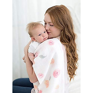 Amazing Baby Muslin Swaddle Blanket, Premium Cotton, Watercolor Roses, Pink, 1 Pack