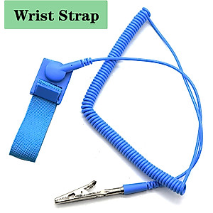 ESD High Temperature Mat Kit,ESD Mats,ESD Rubber Mat,ESD Kit,16" x 24" x 0.08",Blue, Anti-Static Mat with ESD Wrist Strap and ESD Grounding Cord for Sensitive Electronics Working - ESD Mat Kit