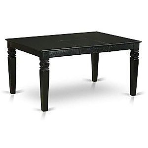 East West Furniture WECL7-BLK-W 7 Piece Kitchen Table & Chairs Set Consist of a Rectangle Dining Room Table with Butterfly Leaf and 6 Dining Chairs, 42x60 Inch, Black