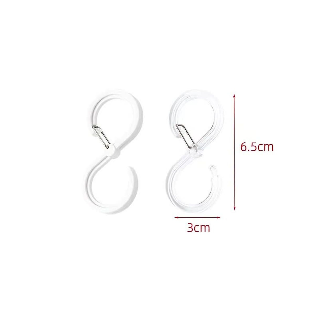 GUSSTA S Hooks with Safety Buckle for Hanging, Anti-Drop S Shaped Hooks, Heavy Duty Rustproof S Hangers for Kitchen Utensil, Closet Rod, Bathroom (8, White)