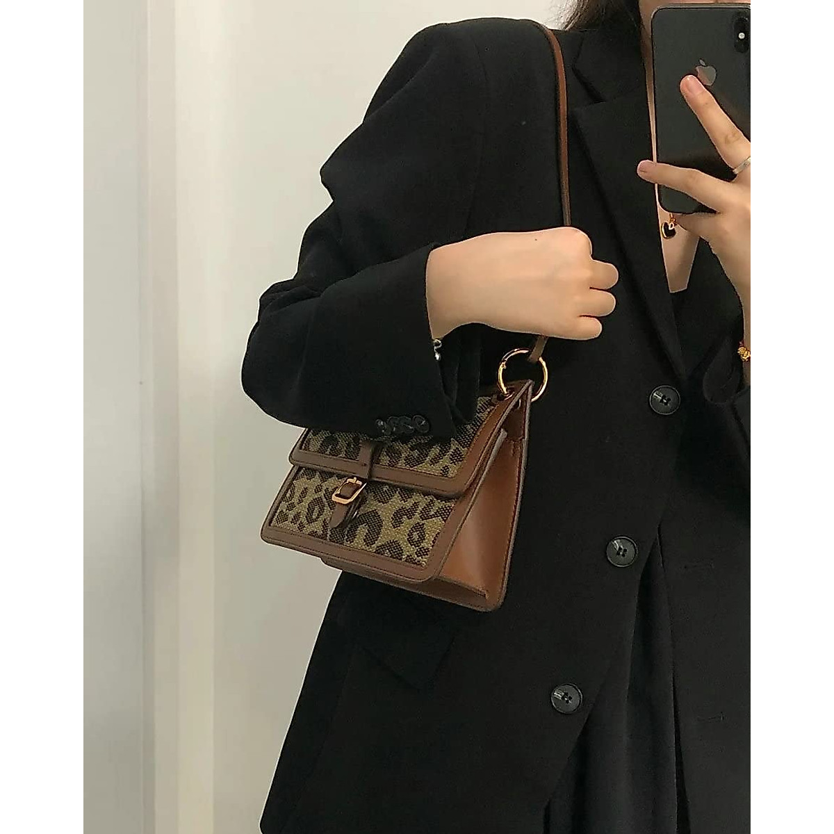 Leopard Print Purse Cheetah Crossbody Shoulder Bag Vegan Leather Handbag for Women