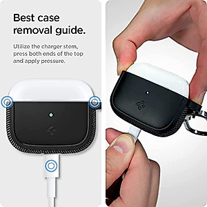 Spigen Rugged Armor Designed for Airpods 3rd Generation Case Protective Airpods 3 Case with Keychain (2021) [Durable Dual Layer Protection] - Matte Black