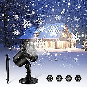 Christmas Snowfall Projector Lights, Upgraded Dynamic Snowflake Projector Lights Indoor, IP65 Waterproof White Snow LED Snowfall Projection Outdoor Lights for Halloween Party Home Garden Decoration