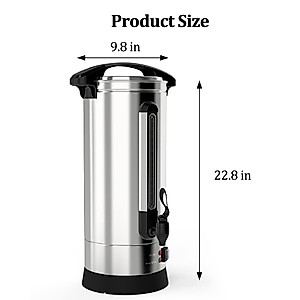 KYBOLT Commercial Coffee Urn 60 Cup, 10L Large Capacity Coffee Maker with Double-wall 304 Stainless Steel, Quick Brewing Coffee Dispenser for Church, Meeting Rooms, Lounges, and Other Large Gatherings