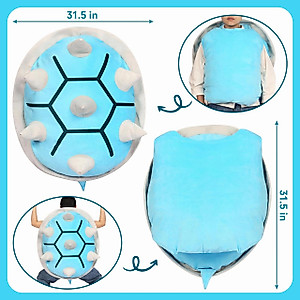 30 Inch Wearable Turtle Shell Pillows, Giant Tortoise Plush Pillow Turtle Shell Gift Stuffed Animal Costume Plush Toy Funny Dress Up, Creative Gifts for Adlut Kids Birthday Home Decor (Blue)