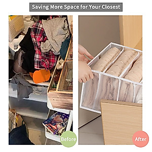 CulRun Wardrobe Clothes Organizers, Foldable 6 Grids Wardrobe Organizer, Portable Clothes Drawer Organizors, Washable Wardrobes Storage Organizer for Sweats, Shirt, Legging, Skirts, Socks, 3PCS, White