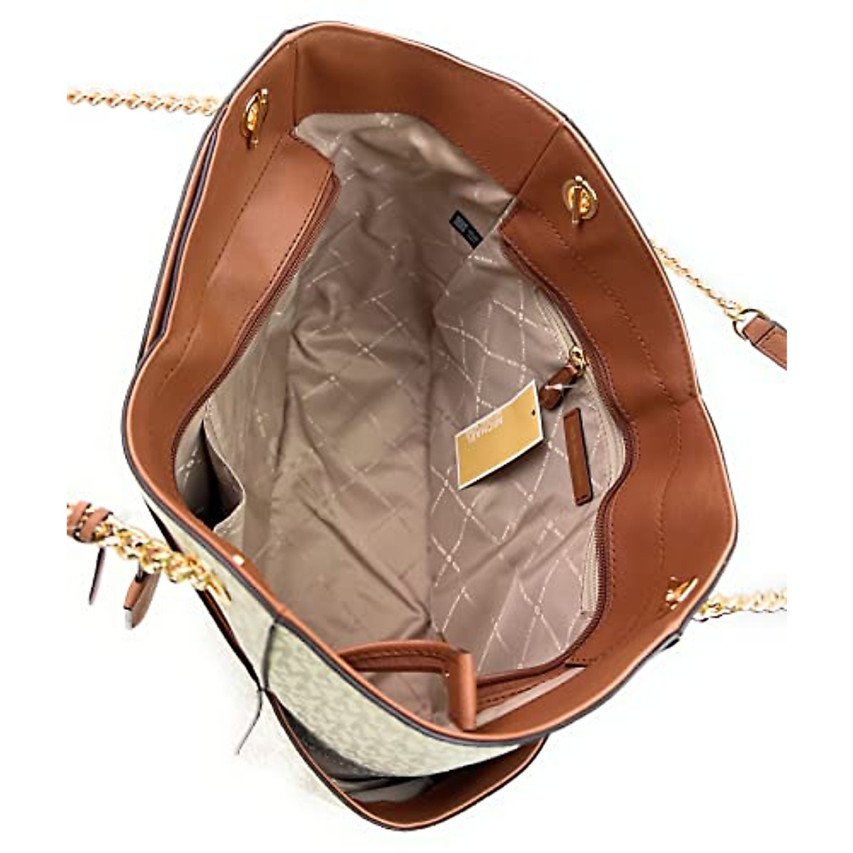 MICHAEL Michael Kors Jet Set Travel Large Chain Shoulder Tote bundled with Michael Kors Jet Set Travel Trifold Wallet (Signature MK Vanilla)