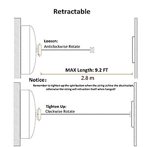 BESy Retractable Clothesline SUS304 Stainless Steel Clothes Dryer with Adjustable Stainless Steel Rope String Hotel Style Heavy Duty,9.2 Feets,Polished Chrome Finish, Round Style