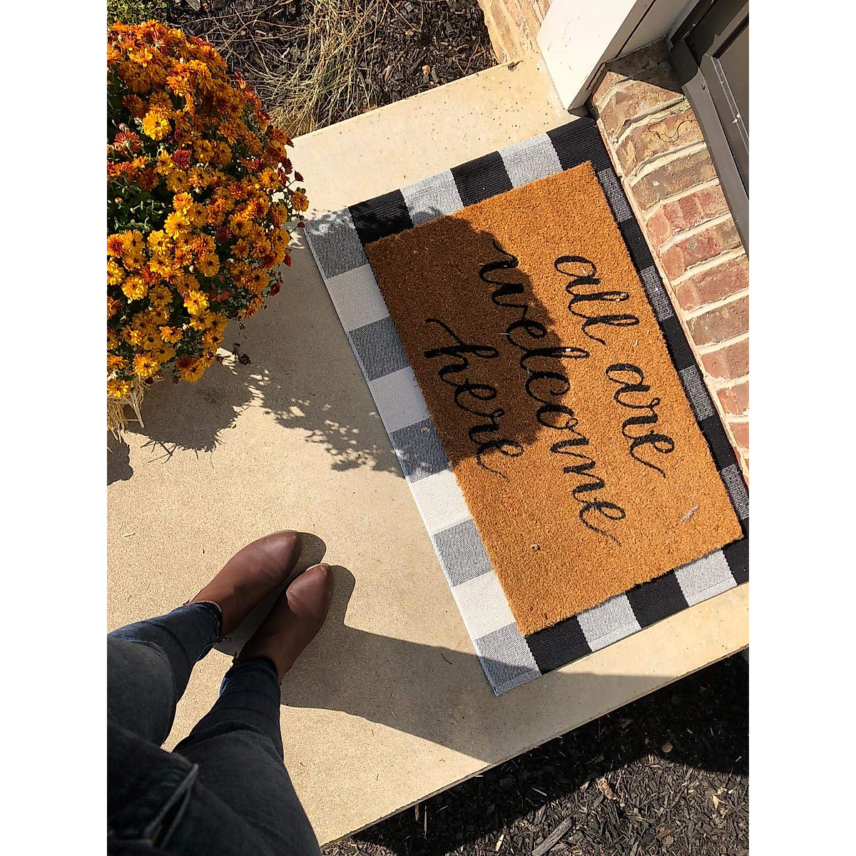 UKELER Buffalo Plaid Rugs 2×3- Cotton Retro Farmhouse Doormat Tartan Checkered Layered Door Mats Outdoor Hand-Woven Washable Throw Rugs for Front Porch/Kitchen/Sink/Bathroom/Entry Way