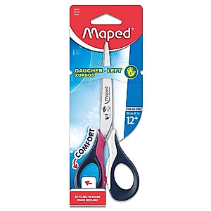 Maped Sensoft Scissors with Flexible Handles, Kids, 6.33 Inch, Pointed Tip, Left Handed, Assorted Colors (696510)