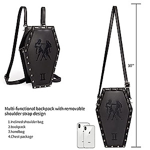 CHUANG CHEN 12 Constellation Coffin Bag Gothic Backpack with Exquisite Embroidery Pattern Small Backpack