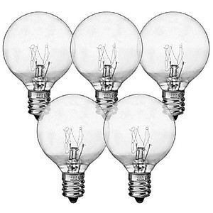 5 Watt - Miniature G40 Globes - 1.5 Diameter - 4,000 Life Hours - Candelabra Base - 130 Volt - 25 Pack