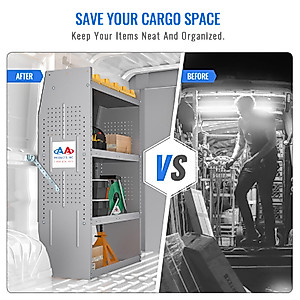 AA Products Inc. SH-4303 Steel Van Shelving Storage System Fits for NV200, Transit Connect 2014+ and Chevy City Express, Contoured Shelving Unit, 32" W x 43" H x 13" D